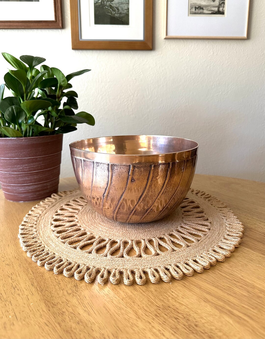 Brass Bowl Large Gold Bowl Brass Table Centerpiece Decorative Metal ...