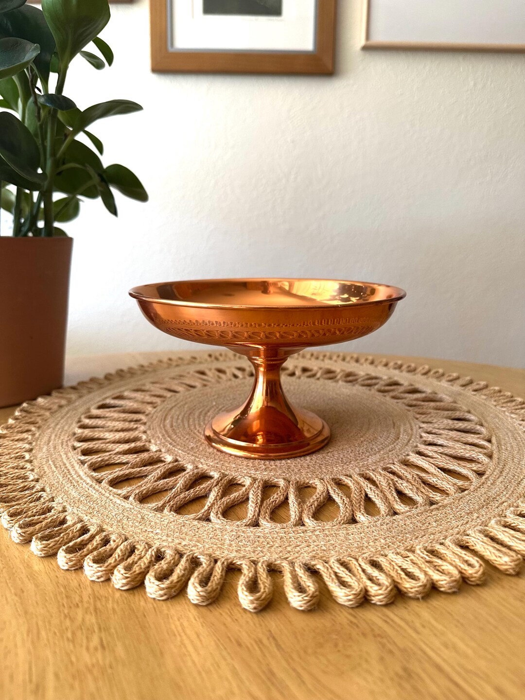 Copper Pedestal Dish Vintage Copper Bowl Decorative Pedestal Bowl - Etsy
