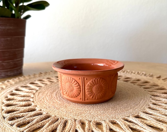Terra Cotta Bowl Southwestern Style Bowl Small Ceramic Daisy Bowl Dip ...