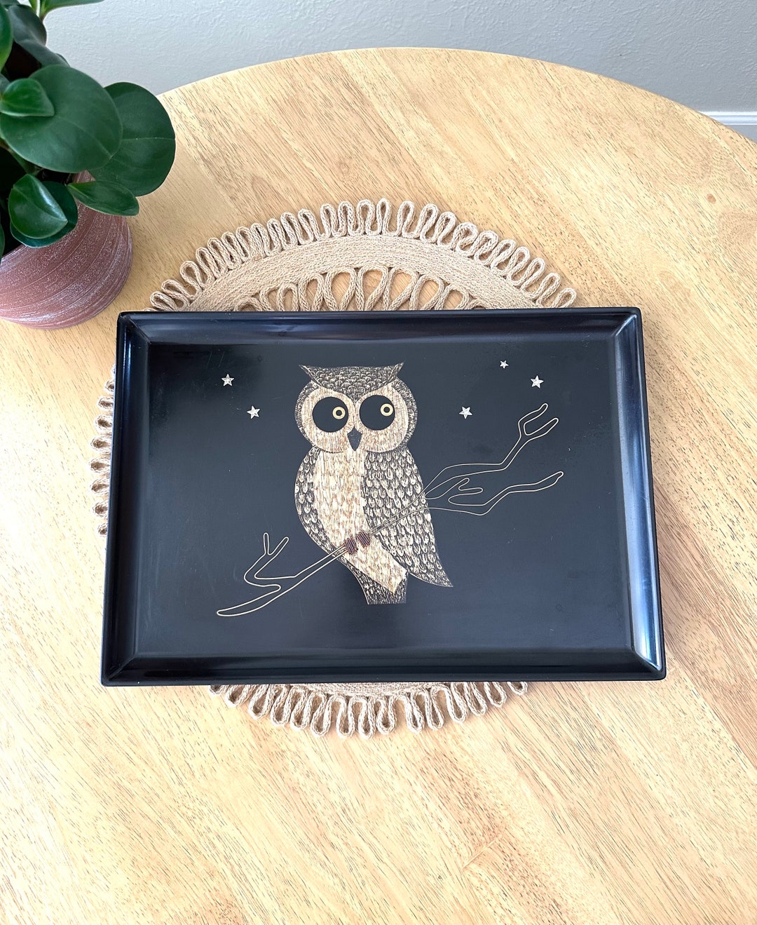 Owl Tray Serving Tray Mid Century Style Decorative Tray Coffee Table ...