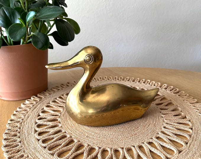 Large Brass Duck Gold Duck Statue Coastal Style Decor - Etsy