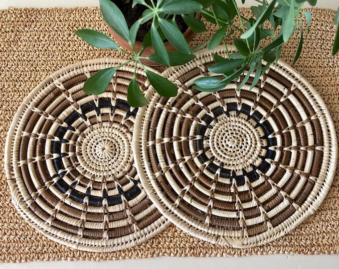 Woven Trivets / Round Flat Trivets / Boho Wall Decor - Etsy