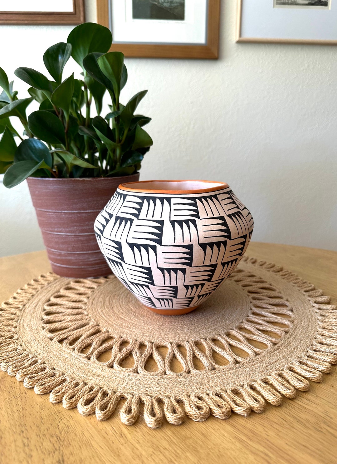 Acoma Pottery Vase Native American Pottery Vase Black and White Vase ...