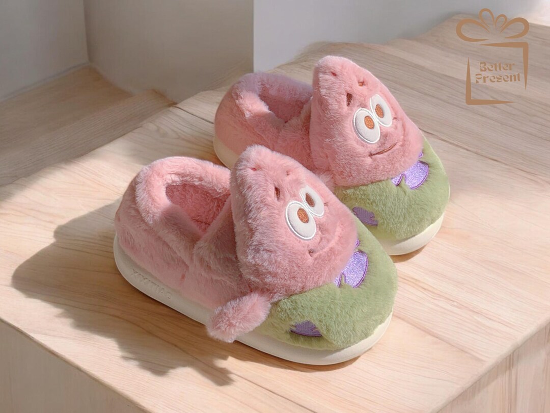 Women's Cute Fluffy Slippers Slip-on Plush Cartoon Flip Flops Cozy ...