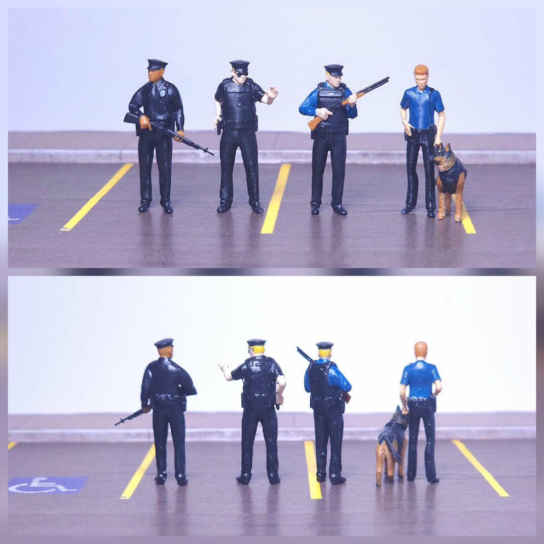 Police 001 - 5 Figurines/models at 1/64 Scale - Perfect Display With ...