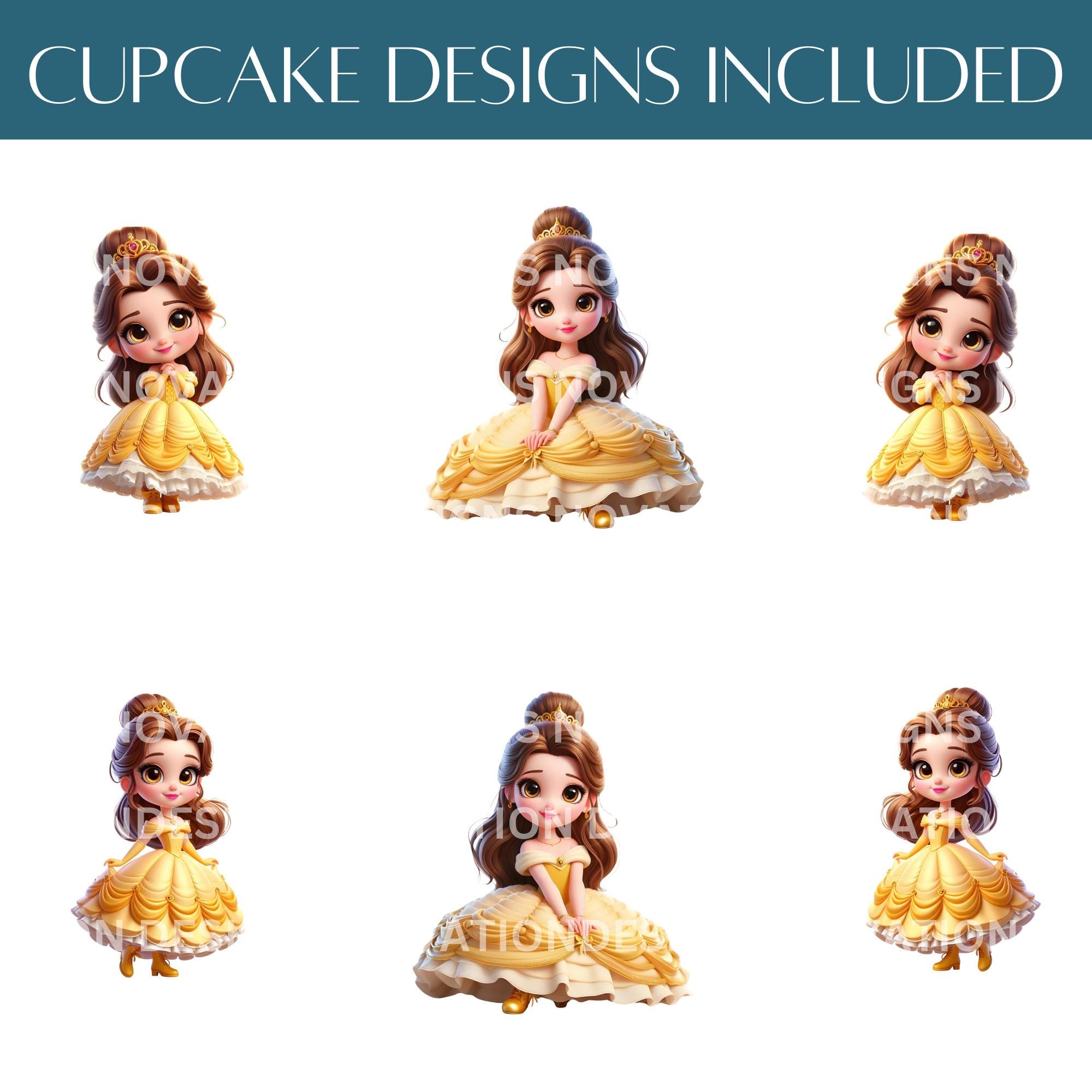 Printable Belle Cupcake Toppers | Instant Download | Beauty and the ...
