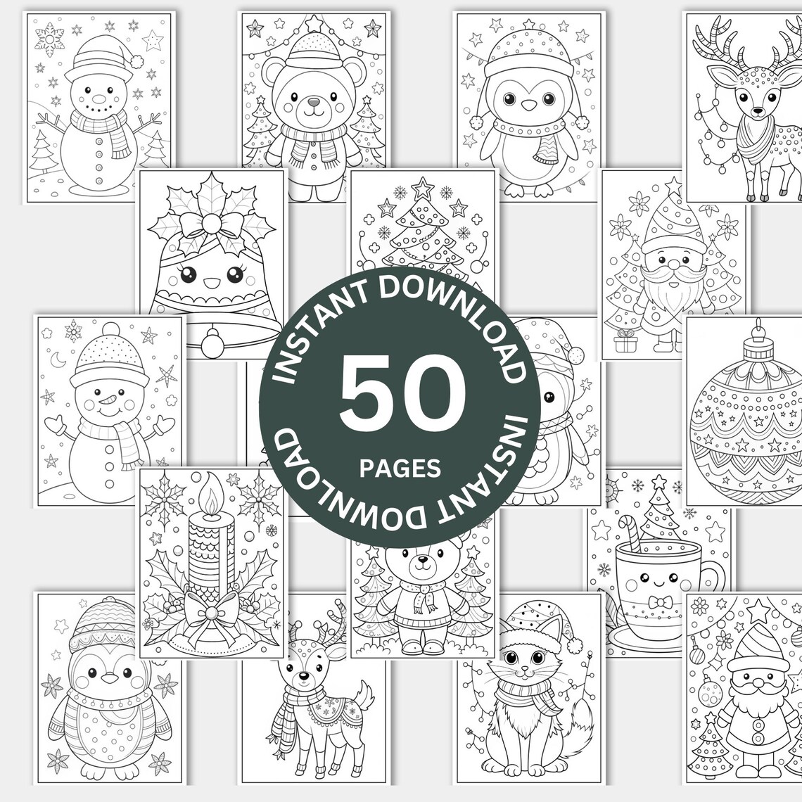 50 Printable Merry Christmas Coloring Pages Kids Holiday Fun Easy ...