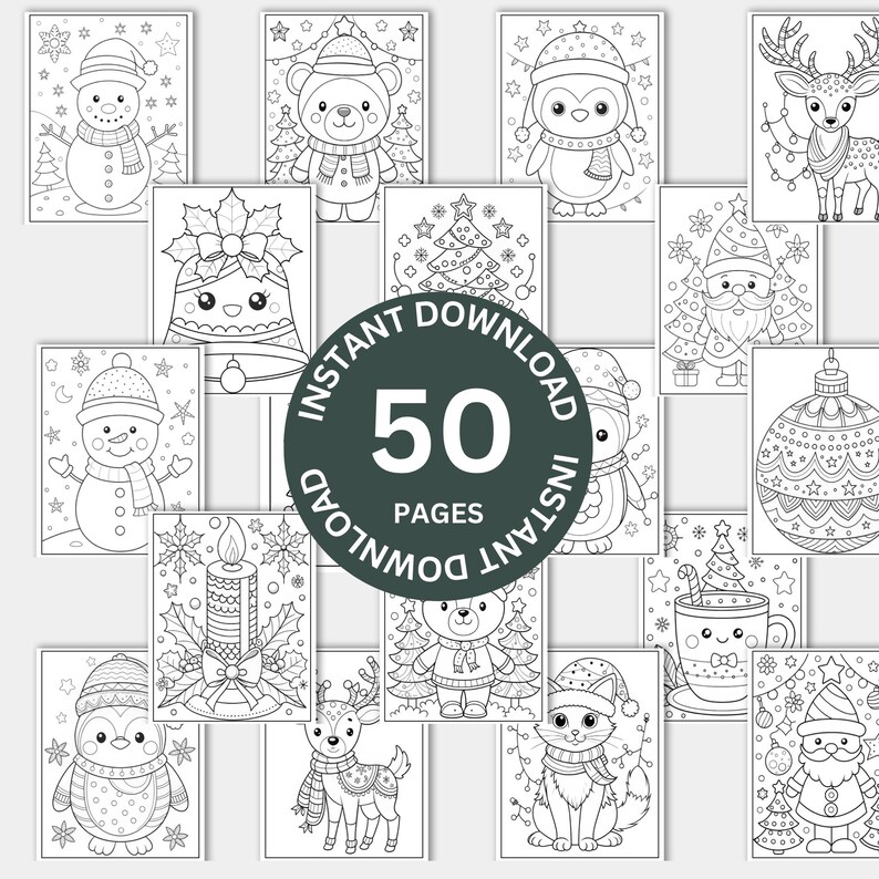 50 Printable Merry Christmas Coloring Pages Kids Holiday Fun Easy ...