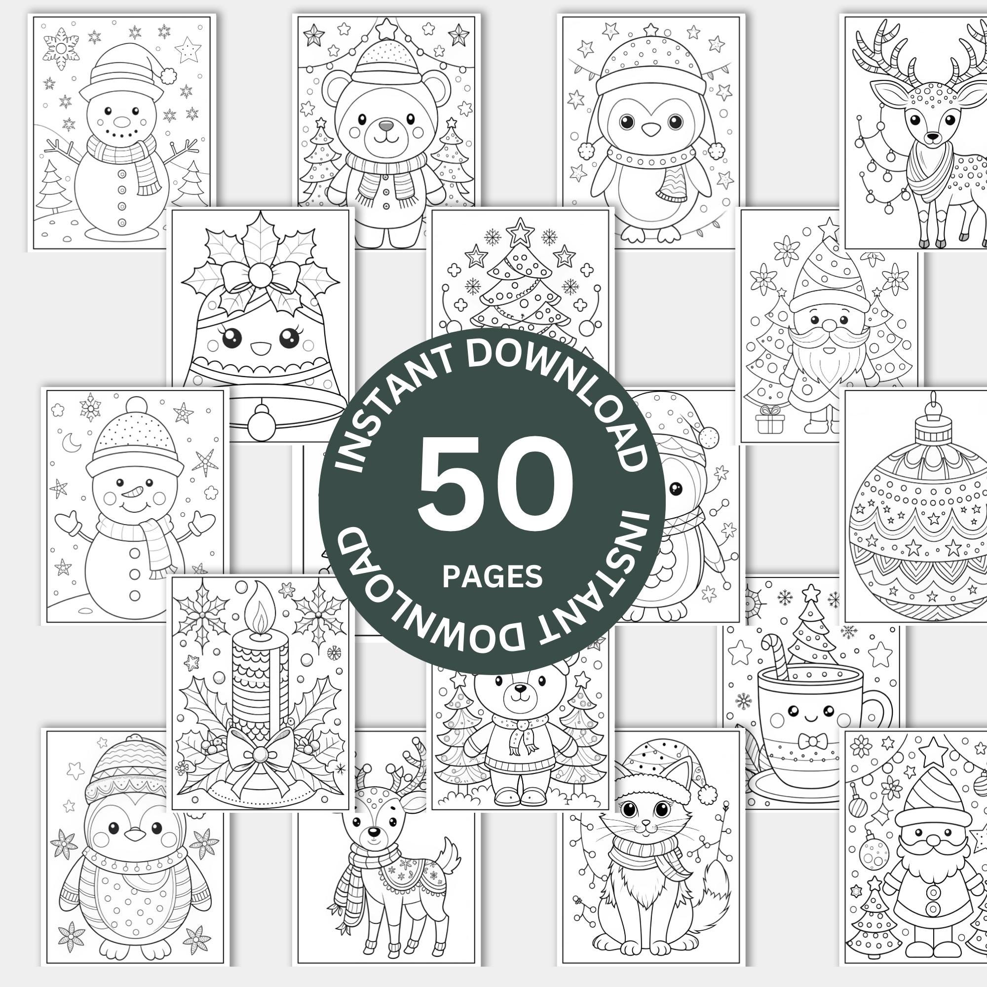 50 Printable Merry Christmas Coloring Pages Kids Holiday Fun Easy ...