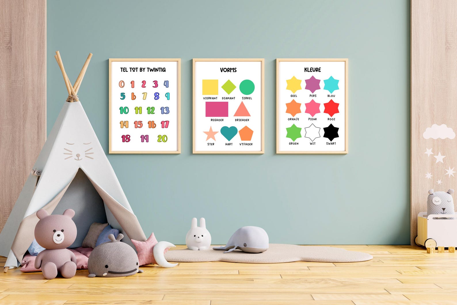 Afrikaans Educational Posters Shapes, Numbers, and Colors for Kids ...