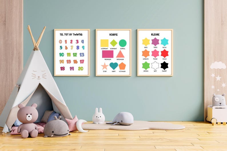 Afrikaans Educational Posters Shapes, Numbers, and Colors for Kids ...