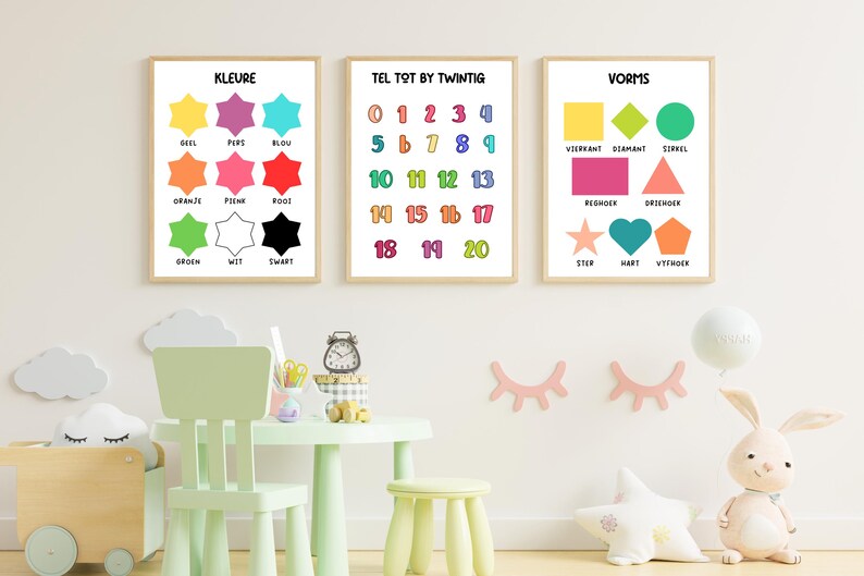 Afrikaans Educational Posters Shapes, Numbers, and Colors for Kids ...