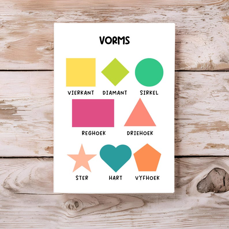 Afrikaans Educational Posters Shapes, Numbers, and Colors for Kids ...