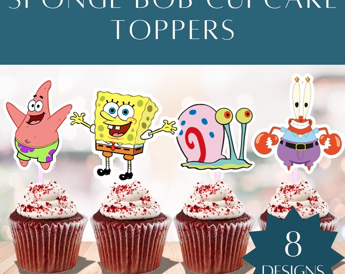 Spongebob, Patrick and Squidward Birthday Cake Topper, Personalised ...