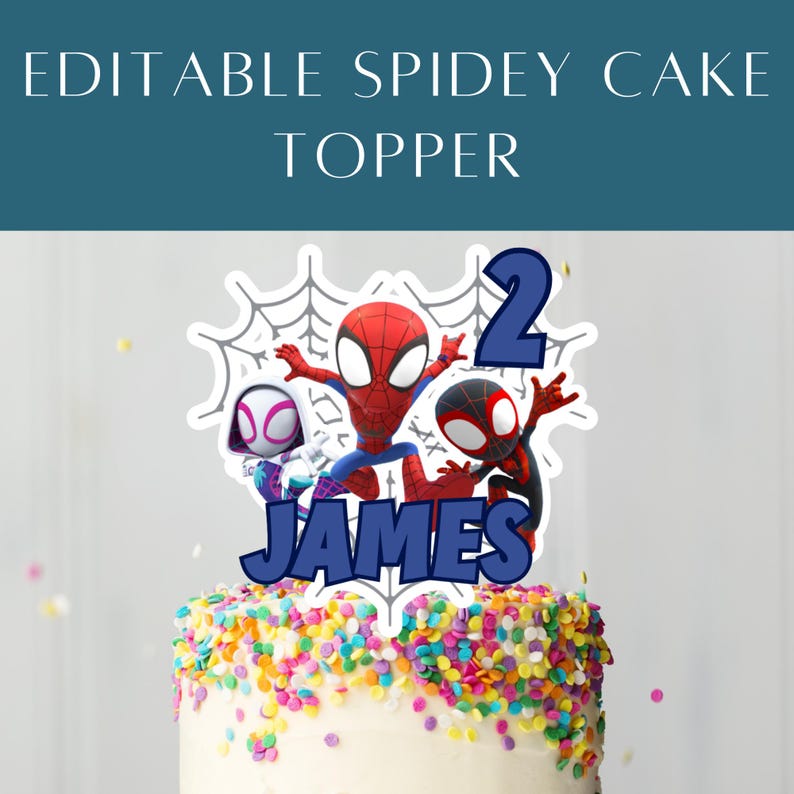 Editable Spidey Cake Topper | Kids Birthday Party Decor | Digital ...