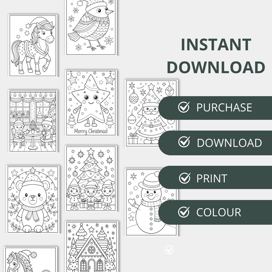 50 Printable Merry Christmas Coloring Pages Kids Holiday Fun Easy ...