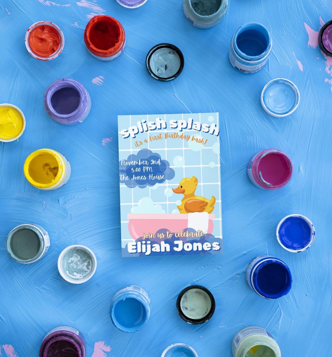 Splish Splash Rubber Ducky First Birthday CUSTOM Invitation - Etsy