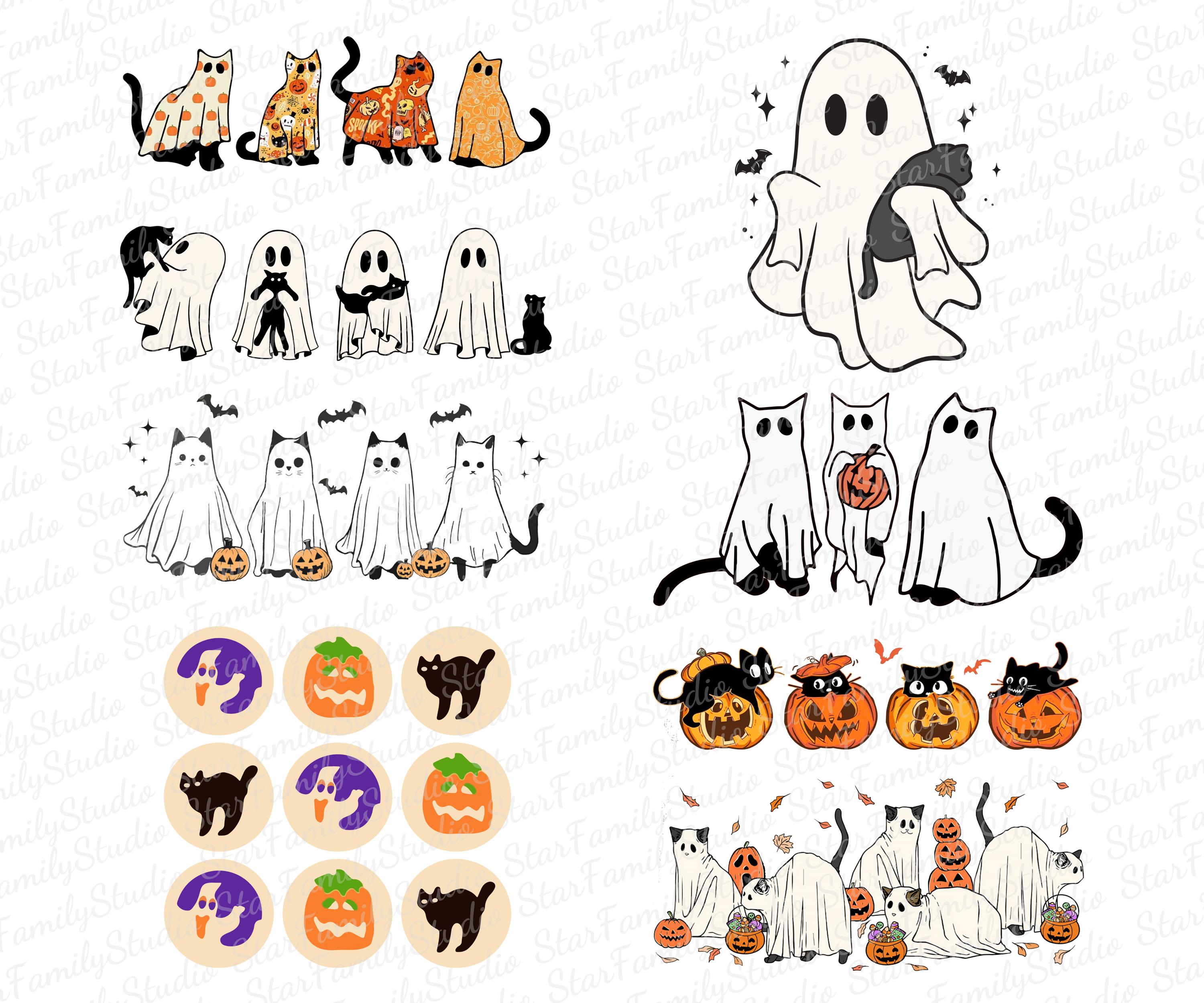 Сute Ghost Cat Bundle Png, Ghost Cat Png, Cat Lovers, Halloween Cat Png ...