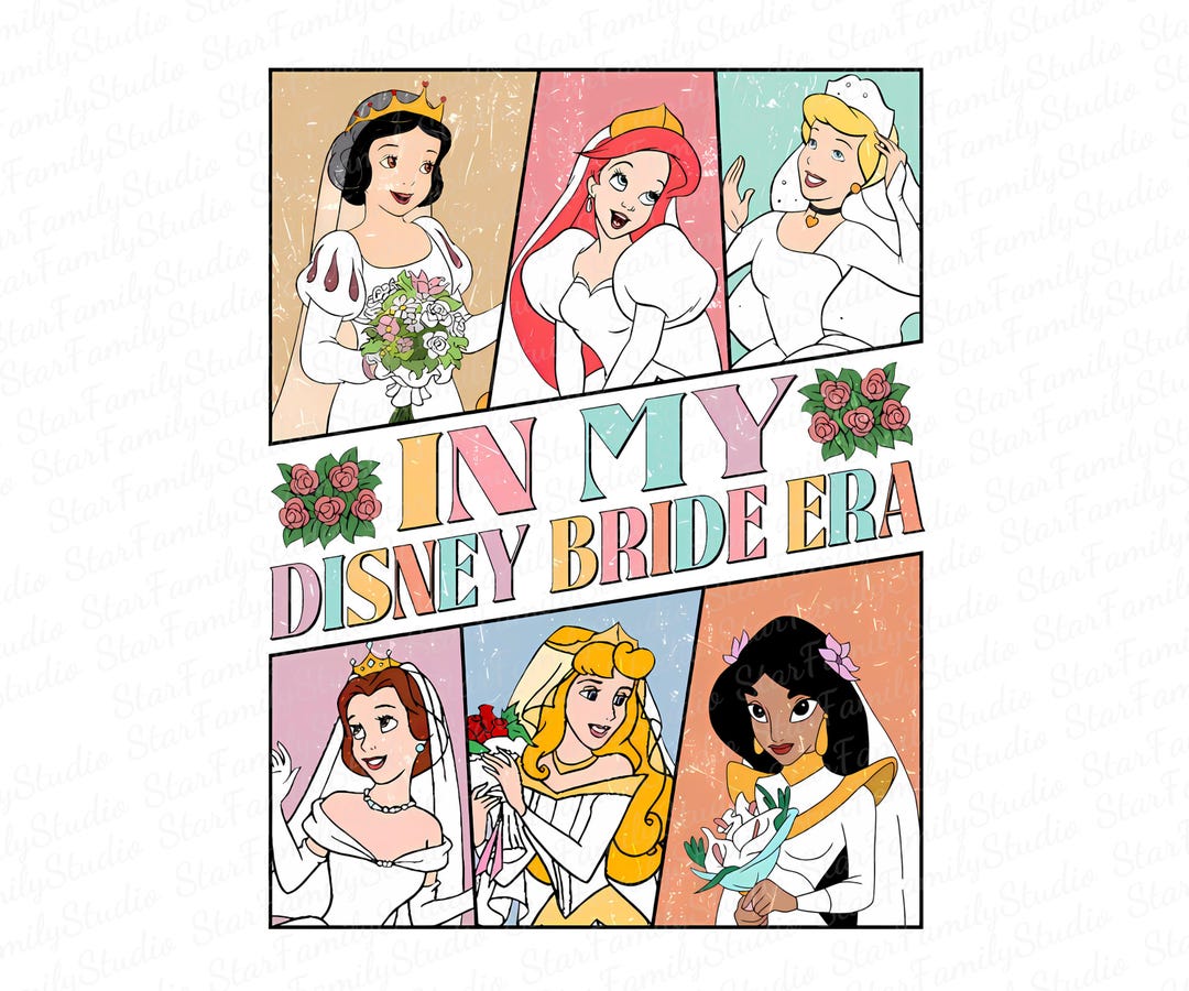 In My Disney Bride Era Png, Disney Princesses Wedding Png, Disney ...
