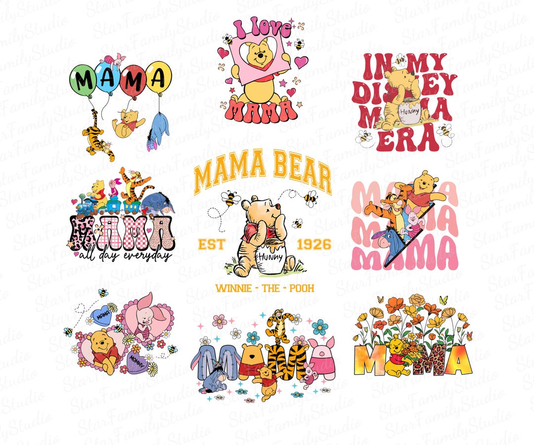 Mama Bear Png, Bundle Winnie Mama Png, Winnie the Pooh Mama Png, Png ...