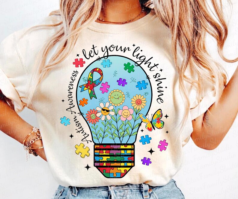 Let Your Light Shine Autism Awareness PNG, Autism Awareness Sublimation ...