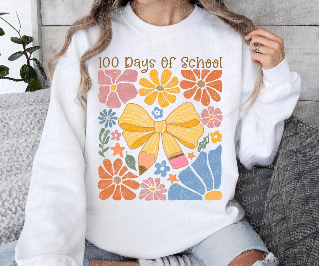 100 Days of School Coquette PNG, Boho 100 Days of School Png, Teacher ...