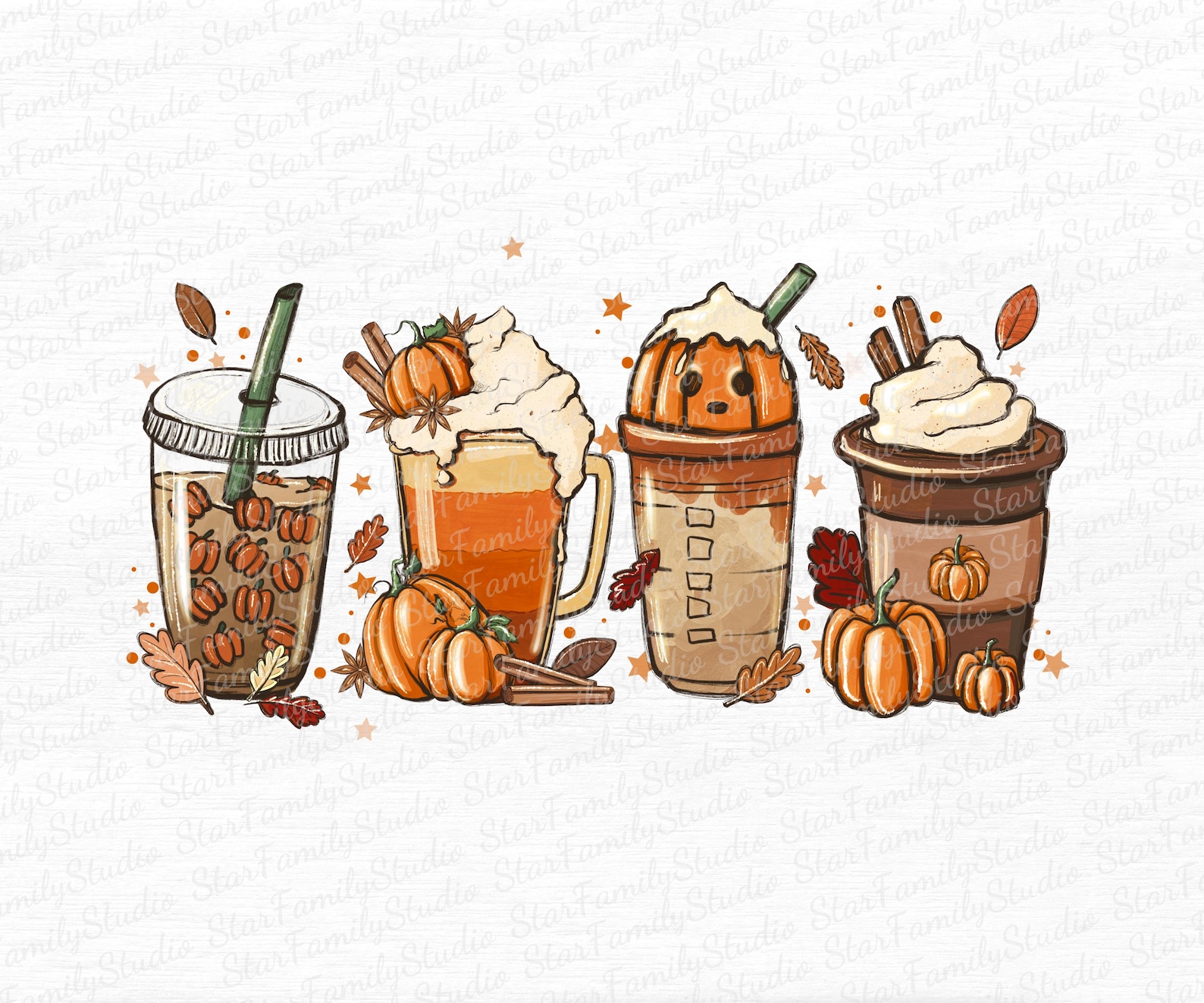 Fall Coffee PNG Pumpkin Spice Latte Iced Warm Cozy Autumn Orange ...