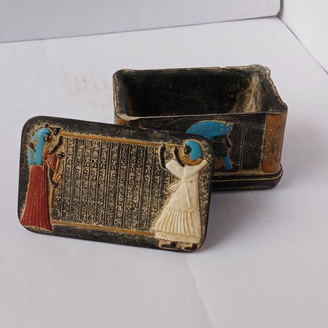 Handmade King Tutankhamun Box – Engraved & Hand-painted Egyptian Design ...