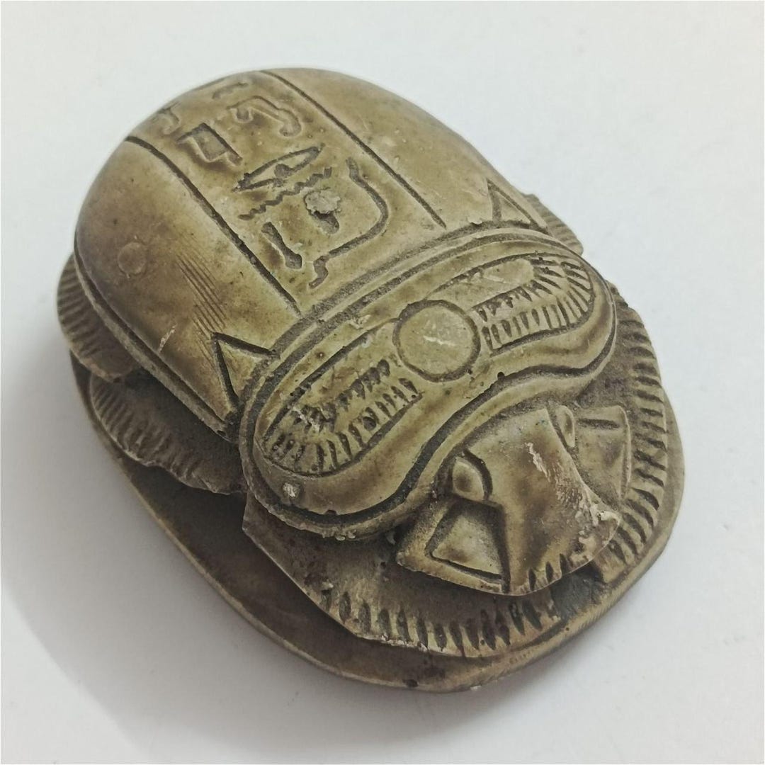 Ancient Egyptian Scarab Artifact With Hieroglyphs, Vintage Stone ...