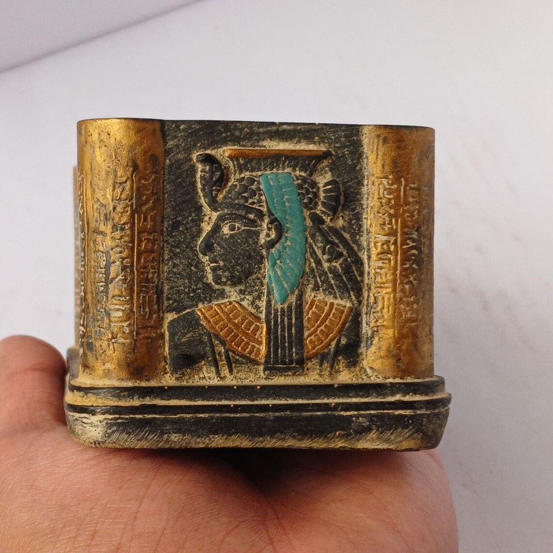 Handmade King Tutankhamun Box – Engraved & Hand-painted Egyptian Design ...