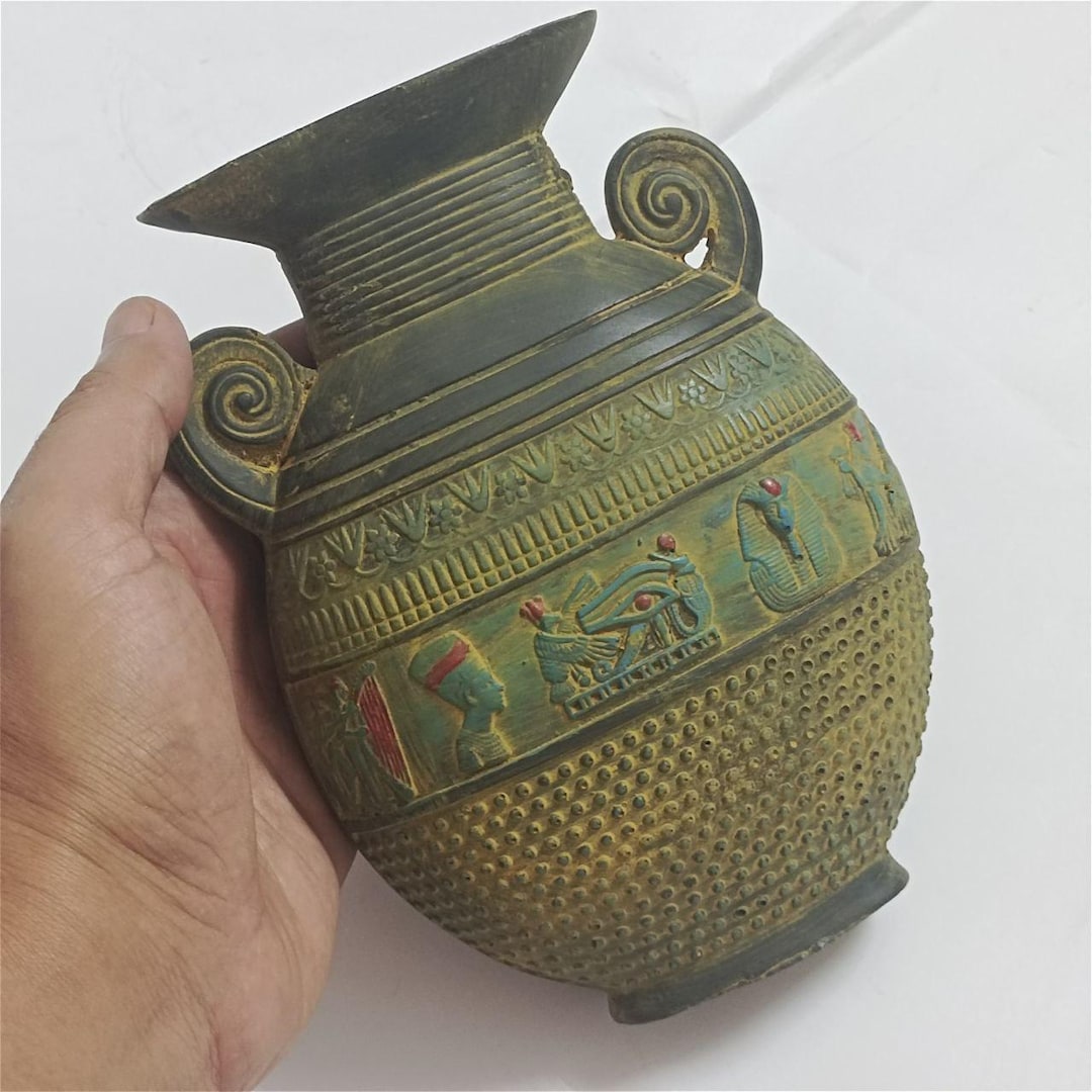 Egyptian Style Vase With Pharaoh Engravings Antique Style Collectible ...