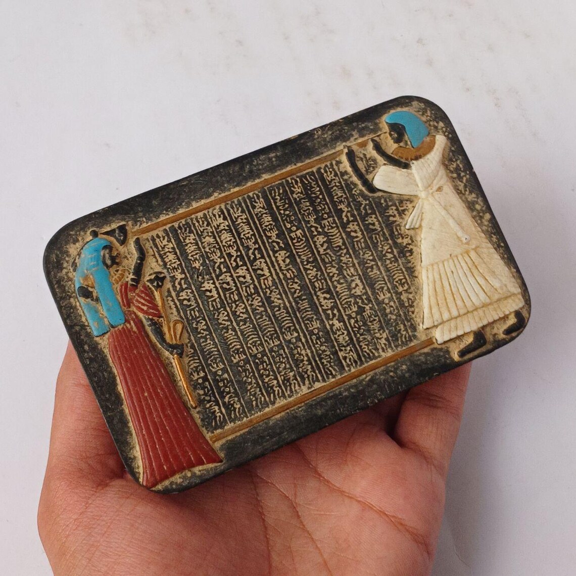 Handmade King Tutankhamun Box – Engraved & Hand-painted Egyptian Design ...