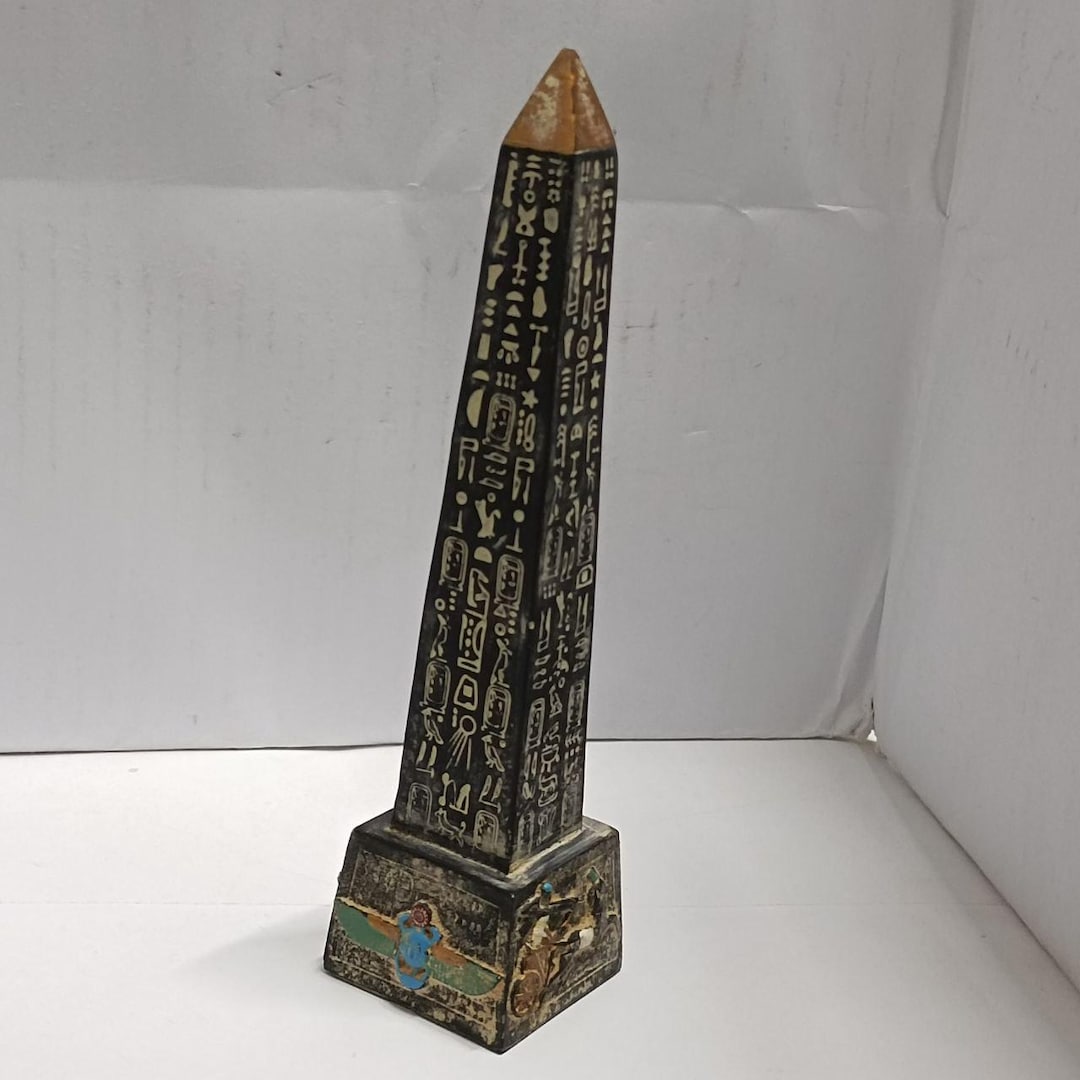 Rare Ancient Egyptian Obelisk Containing Horus Lifeboat and Sphinx ...