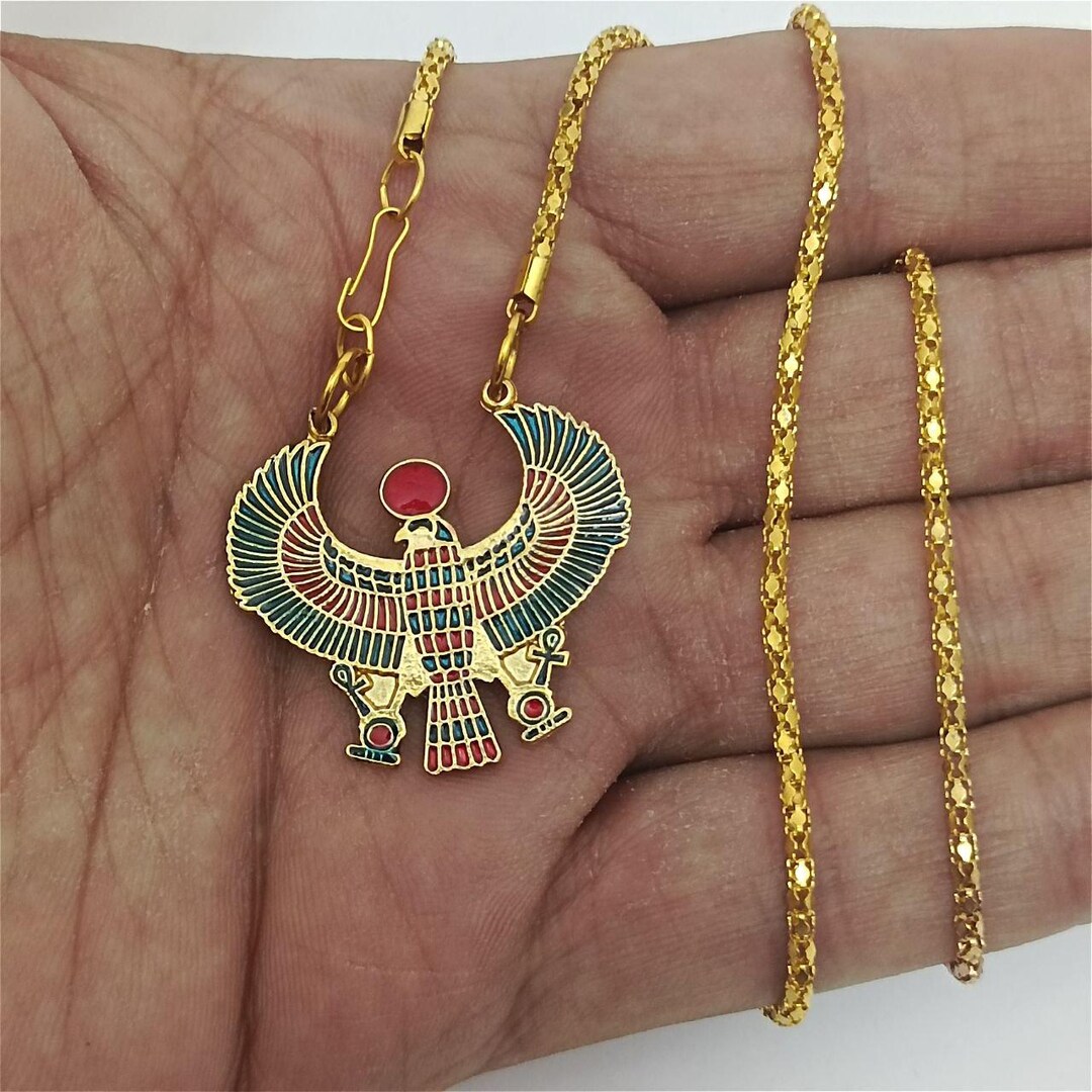Horus Falcon Pendant - Gold Brass Handmade Egyptian Symbol Charm - Etsy