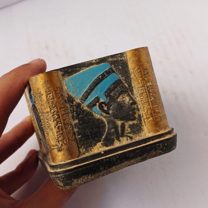 Handmade King Tutankhamun Box – Engraved & Hand-painted Egyptian Design ...