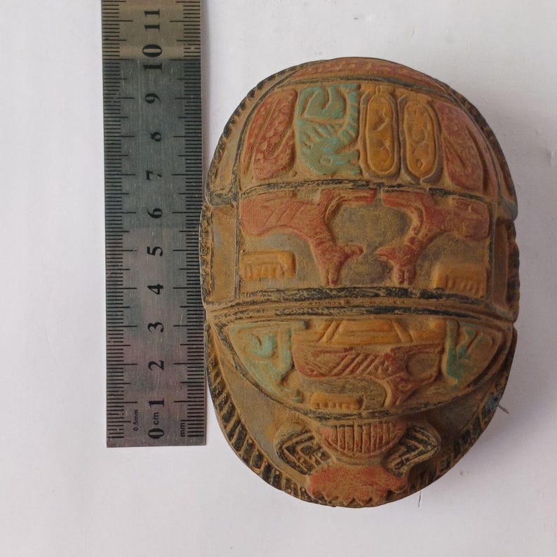 Large Egyptian Scarab With Hieroglyphs – Hand Carved Antique-style ...