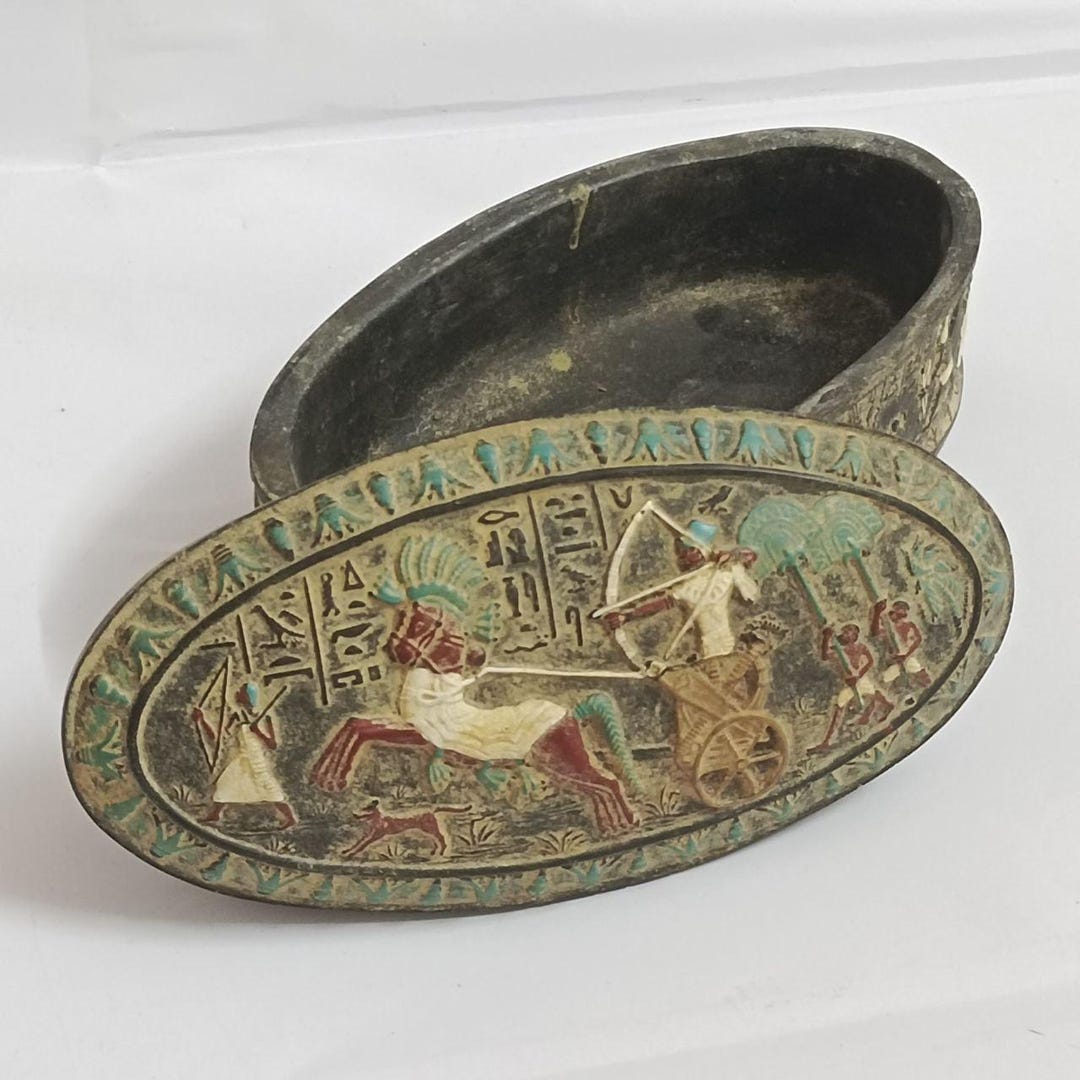 Vintage Egyptian Pharaonic Box, Antique Style Decor With Hieroglyphs ...