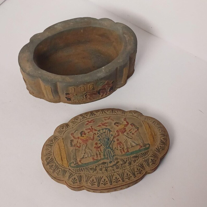 Ancient Egypt Box King Ramses Queen Nefertari War Scene Rare ...