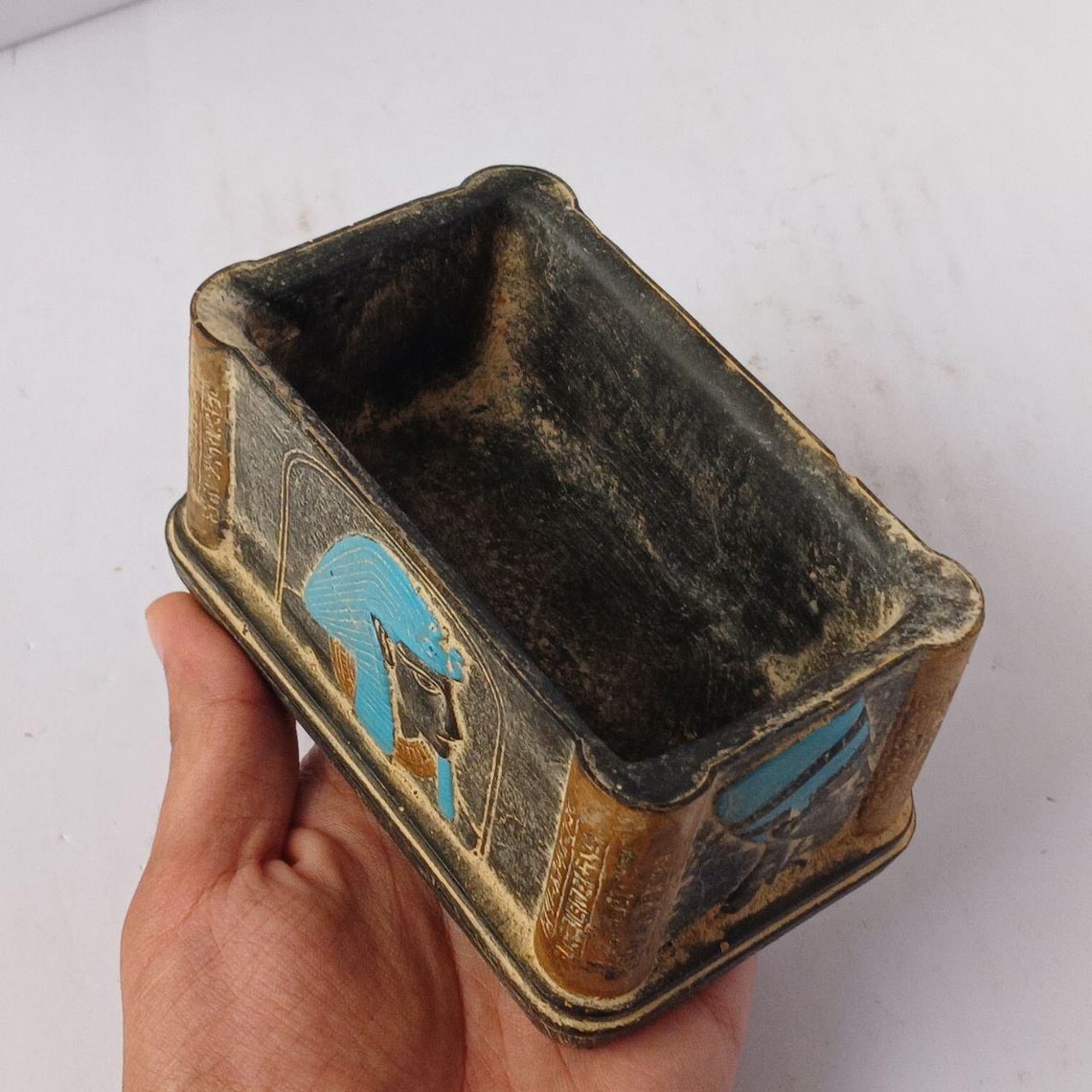 Handmade King Tutankhamun Box – Engraved & Hand-painted Egyptian Design ...