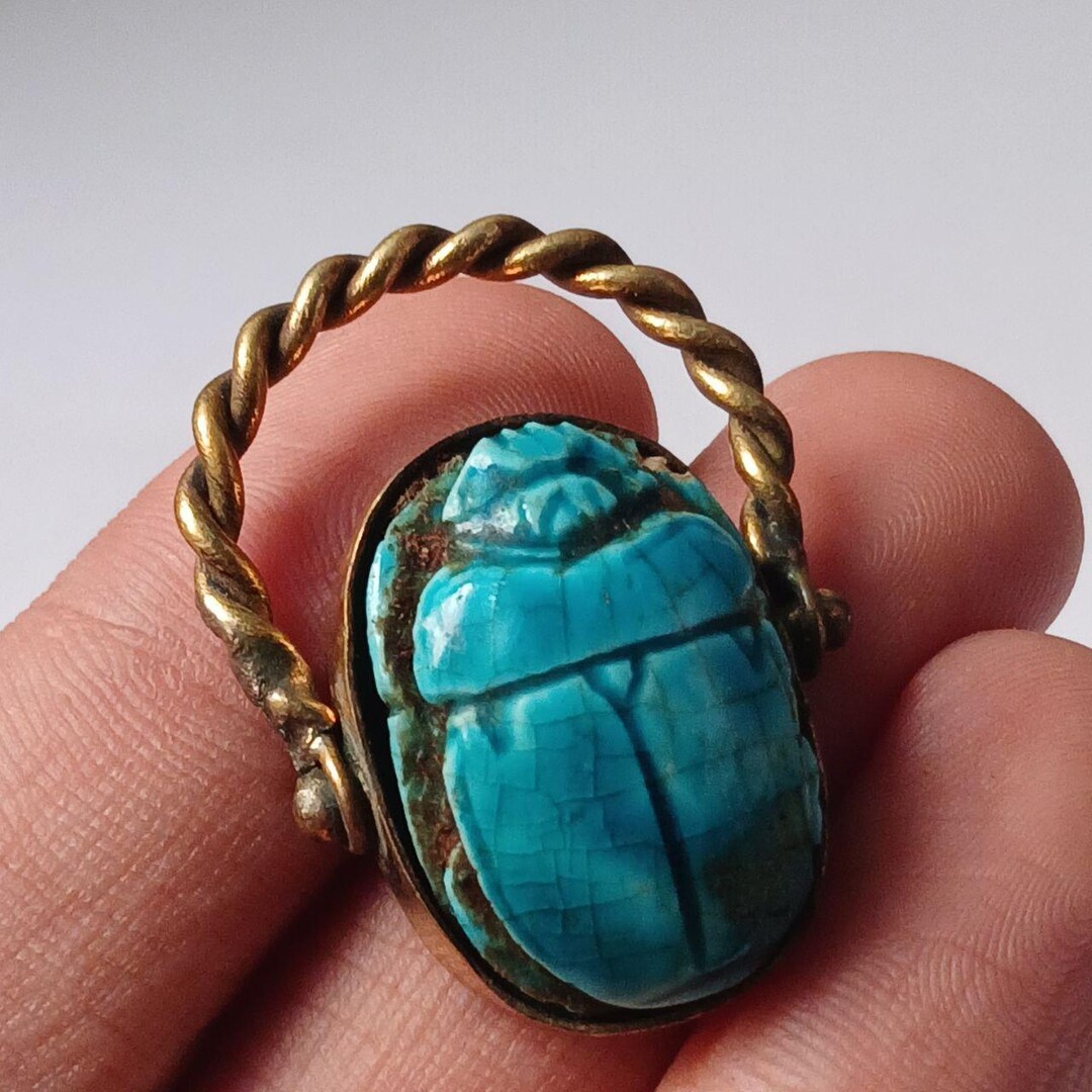 Antique-style Egyptian Scarab Ring – Hand-carved Stone & Hieroglyphs - Etsy