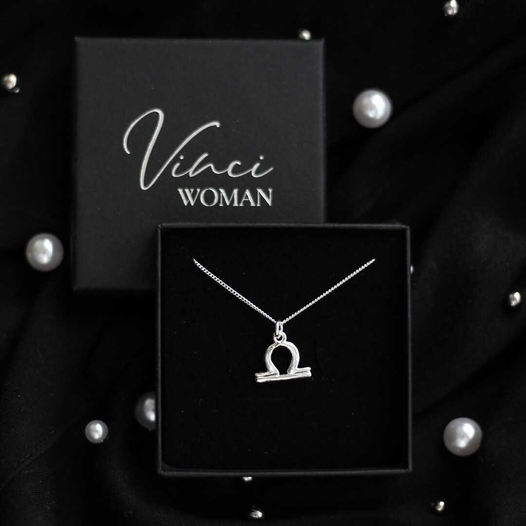 Libra Necklace, Sterling Silver, Birthday Gift for Her, Libra Star Sign ...