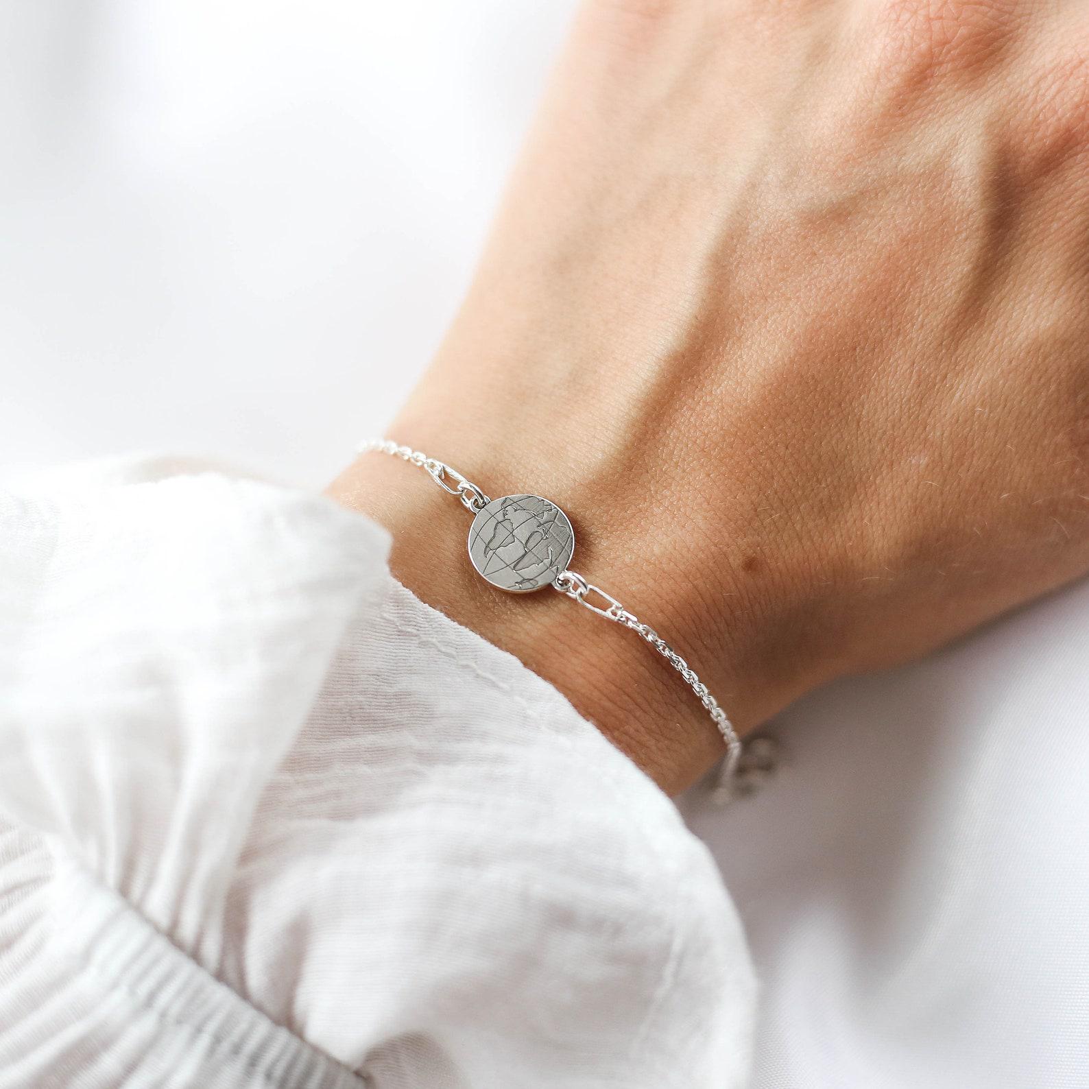 World Map Bracelet, Gift for Her, Globe Bracelet, Travel Bracelet ...