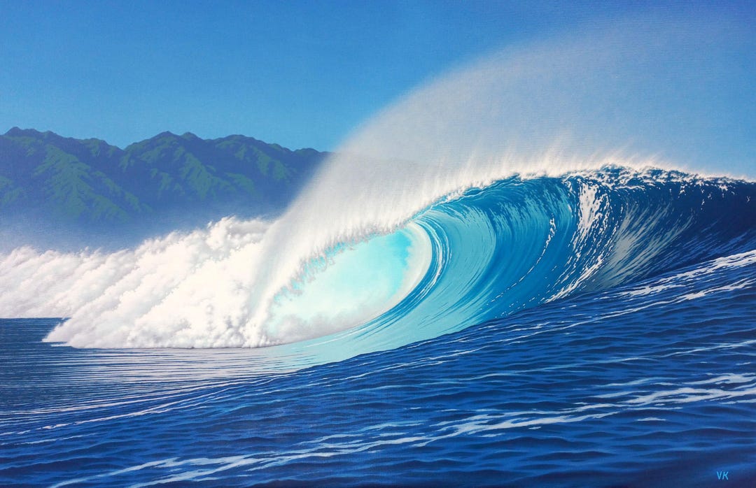 Big Wave Painting, Seascape Original Oil Painting, Ocean Wave Artwork ...