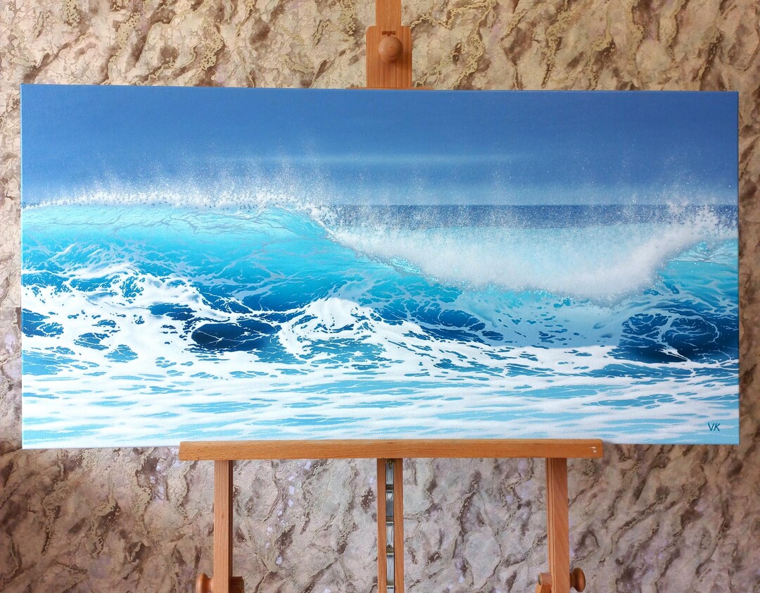 Seascape Original Oil Painting, Big Wave Painting, Ocean Wall Art ...