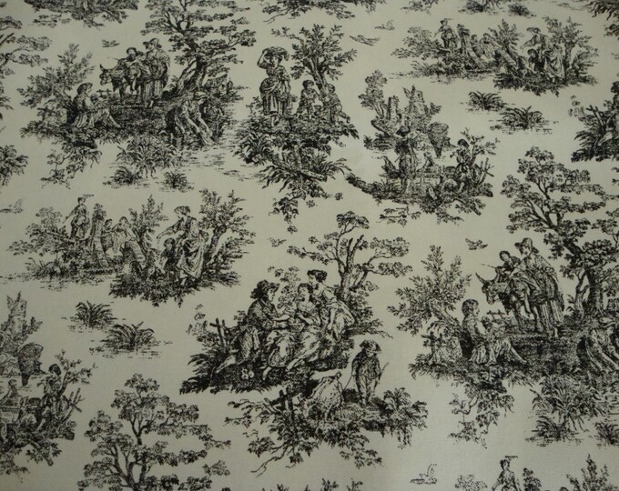 COTTON Upholstery FABRIC, French Toile Design, Black With White ...