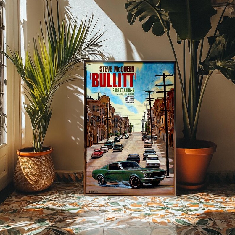 Bullitt Movie Poster Minimalist Funny Art, Movie Collectibles, Digital ...