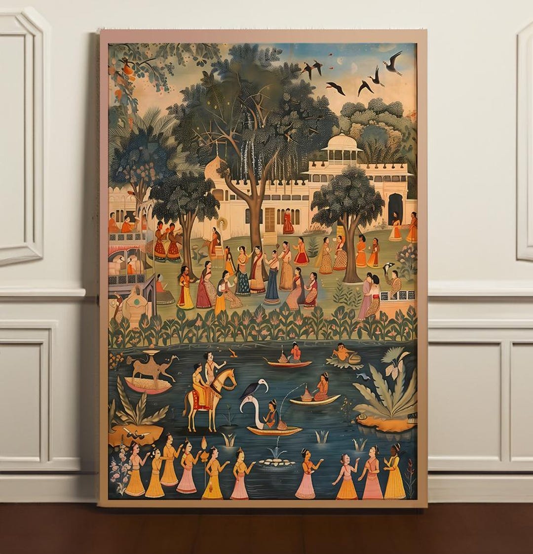 Traditional Indian Village Scene Art Poster，movie Poster，minimalist ...