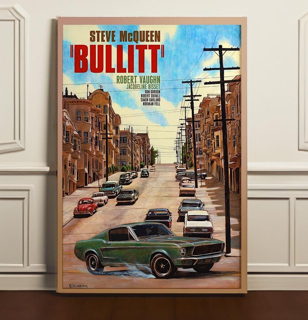 Bullitt Movie Poster， Minimalist Funny Art, Movie Collectibles, Digital ...