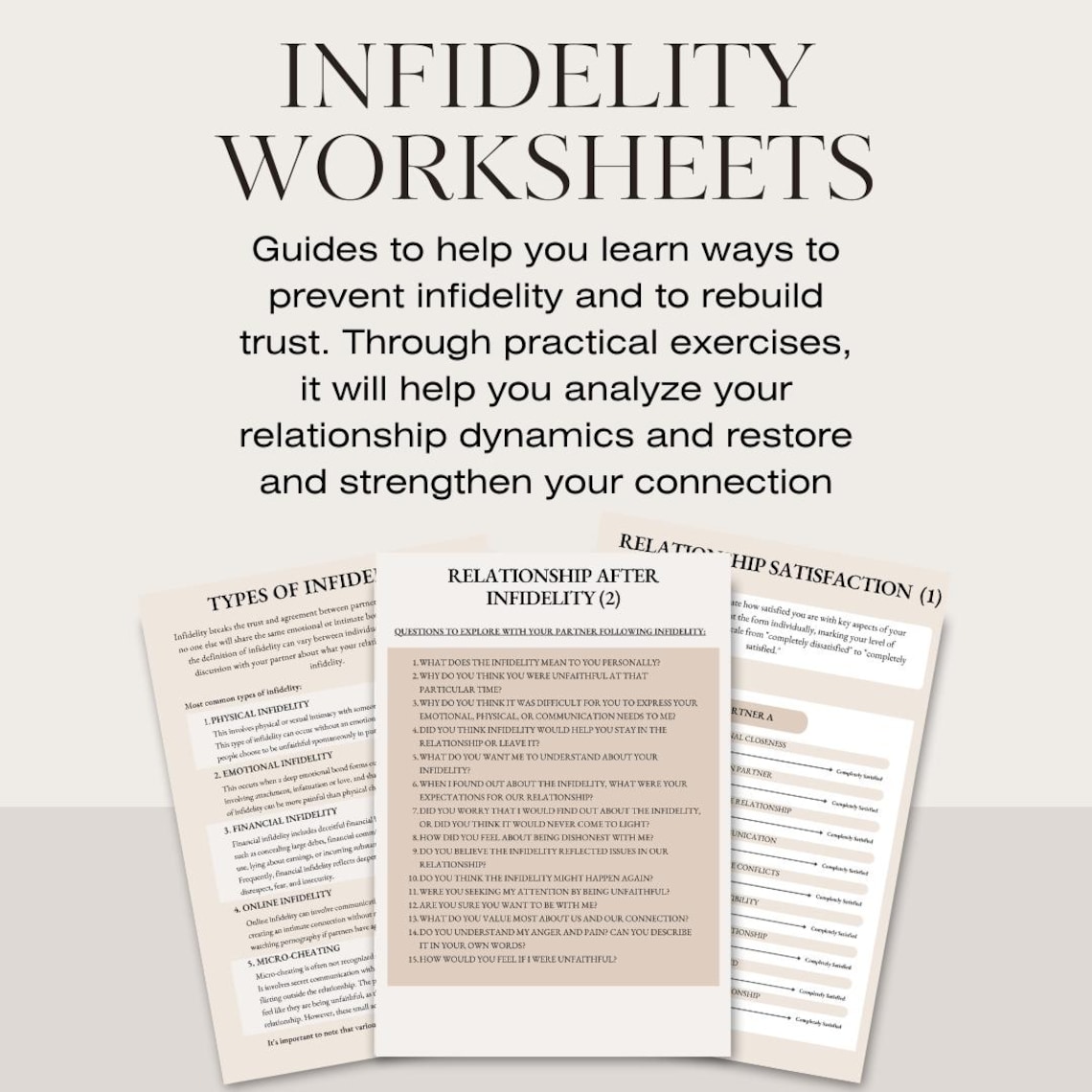 Infidelity Recovery Worksheets: Relationship Building (PDF) - Etsy