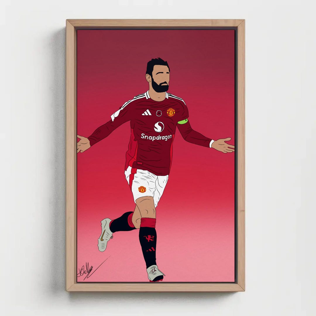 Bruno Fernandes Poster – Minimalist A4 Manchester United Football Wall ...